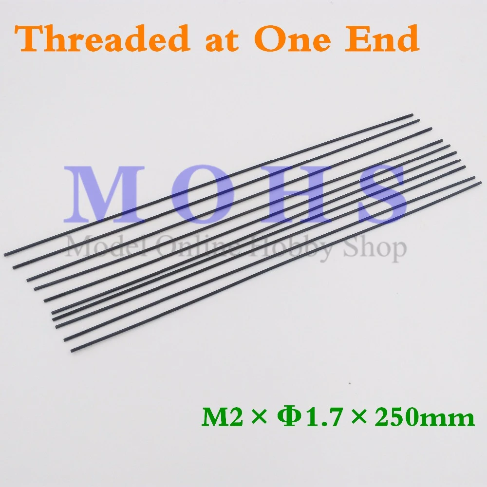 10pcs/20pcs threaded at one end D1.7mm M2 push rod steel wire push pull ...