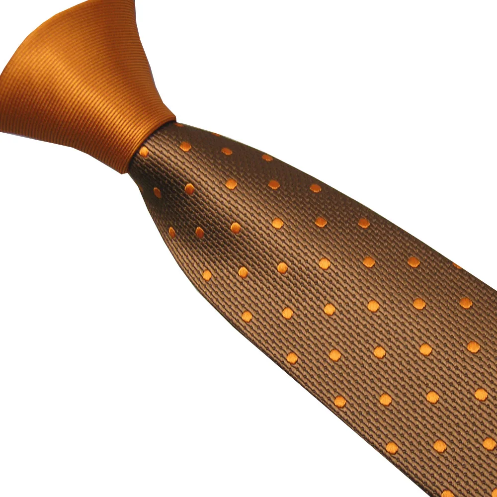 LAMMULIN Men's Ties Gold Knot Contrast Brown with Gold Polka Dot ...