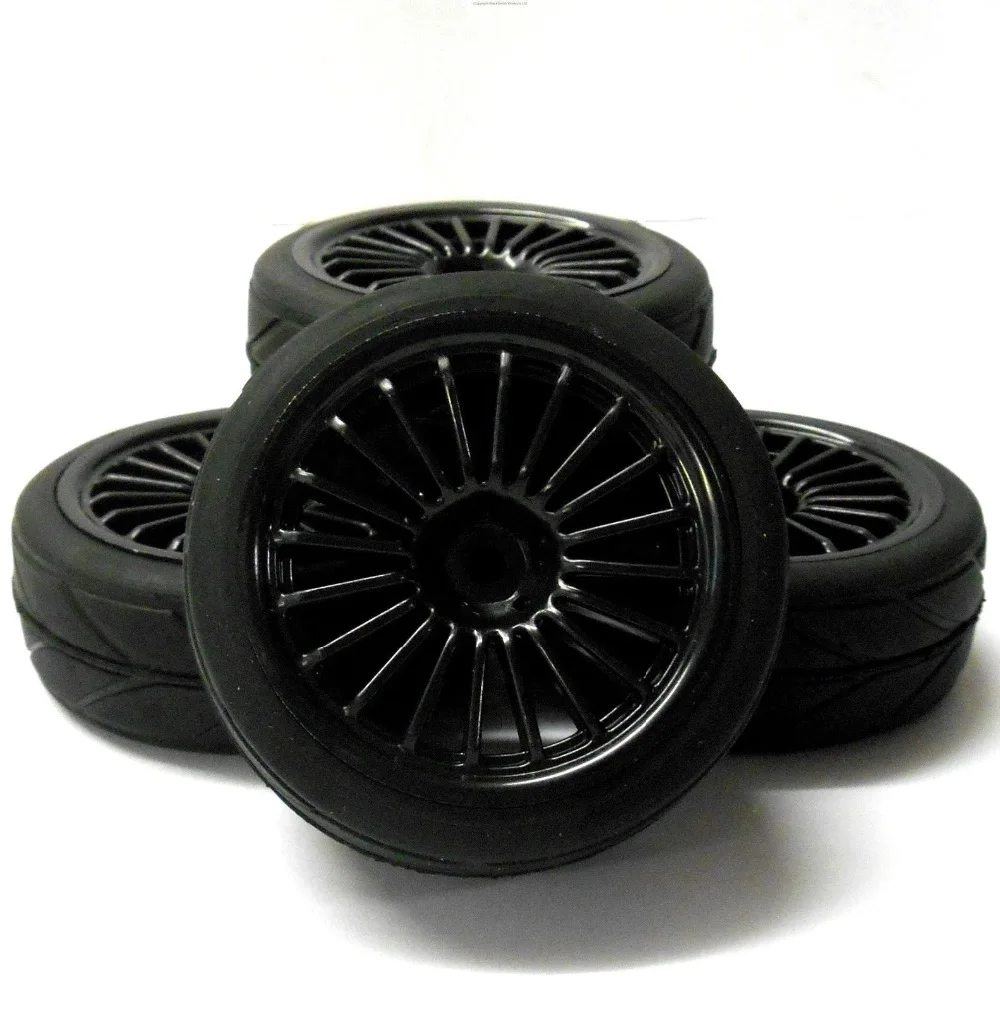 1-10-On-Road-Nitro-Drifting-Car-4-Wheels-Tyres-Tires-Set-Shinny-Black ...