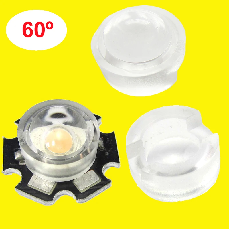 Lot 10 20 50 100 200 300pcs 14mm 60 Degree Clear LED Lens For 1W 3W 5W ...