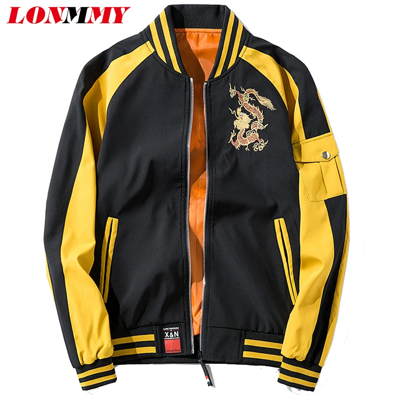 Lonmmy Outerwear Jackets Men Dragon Embroidery Streetwear Windbreaker ...