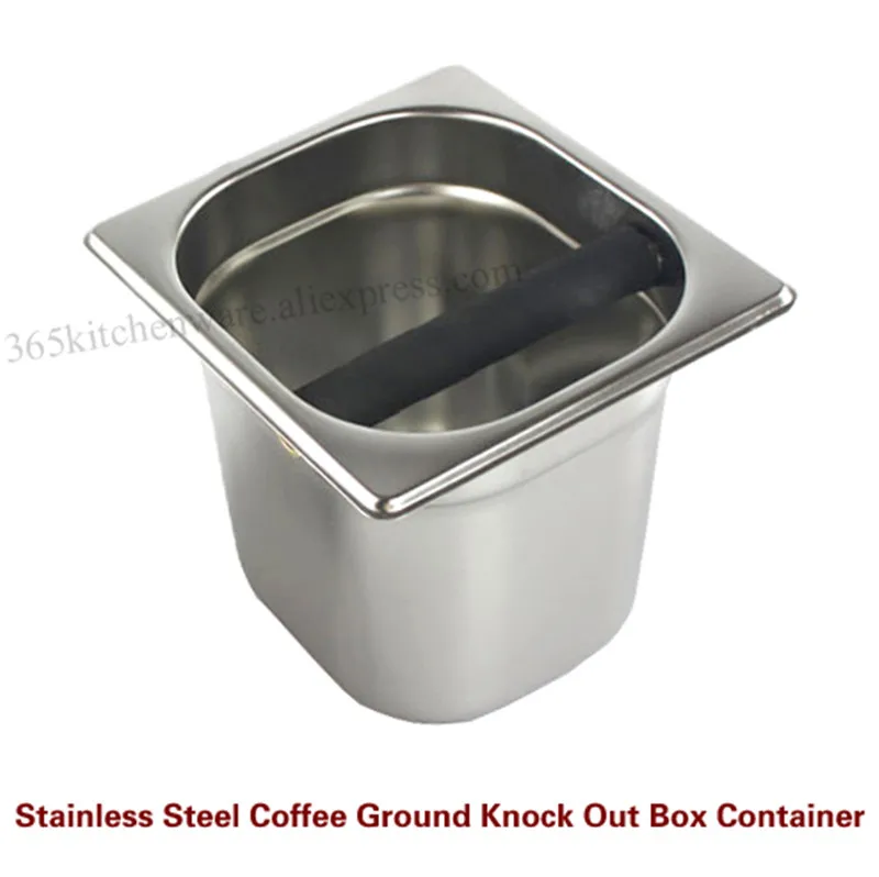 Stainless Steel Deep Coffee Knock Box Espresso Knocking Out Container ...