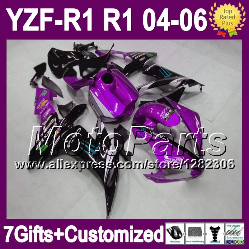 7gifts+ Purple black For YAMAHA YZF R1 YZF R1 2004 2005 2006 YZF 1000 * ...