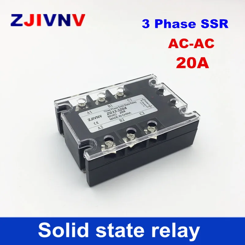 AC-AC 20A 80-250VAC control 480VAC 3 Phase Solid State Relays AC three ...