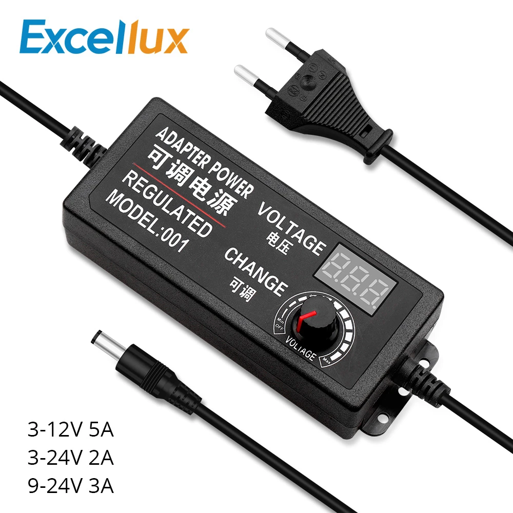 Adjustable Power Adapter AC To DC 3V 12V 3V 24V 9V 24V With Universal ...