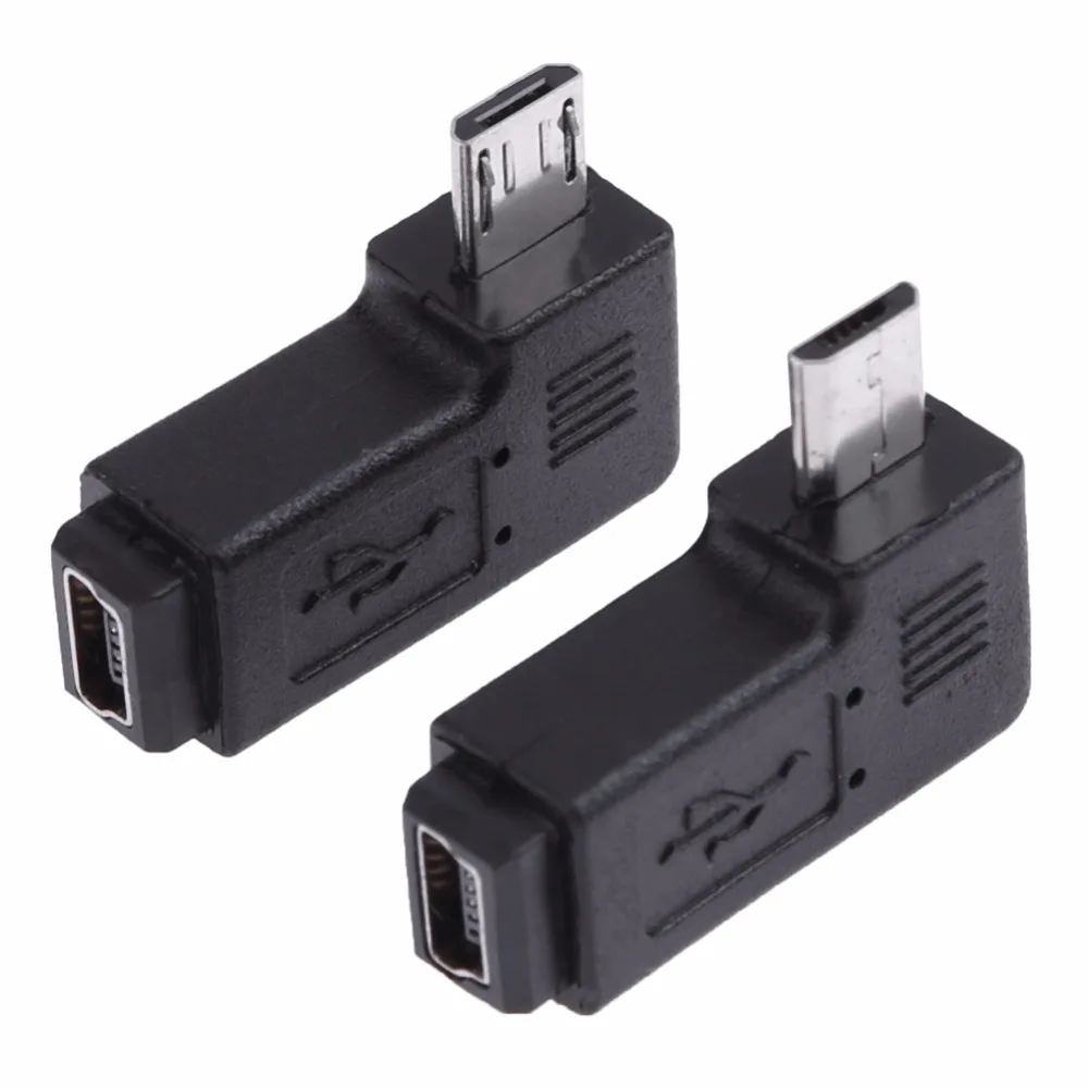2Pcs/set L Shaped Mini USB Female to Micro USB Male 90 Degree Right ...