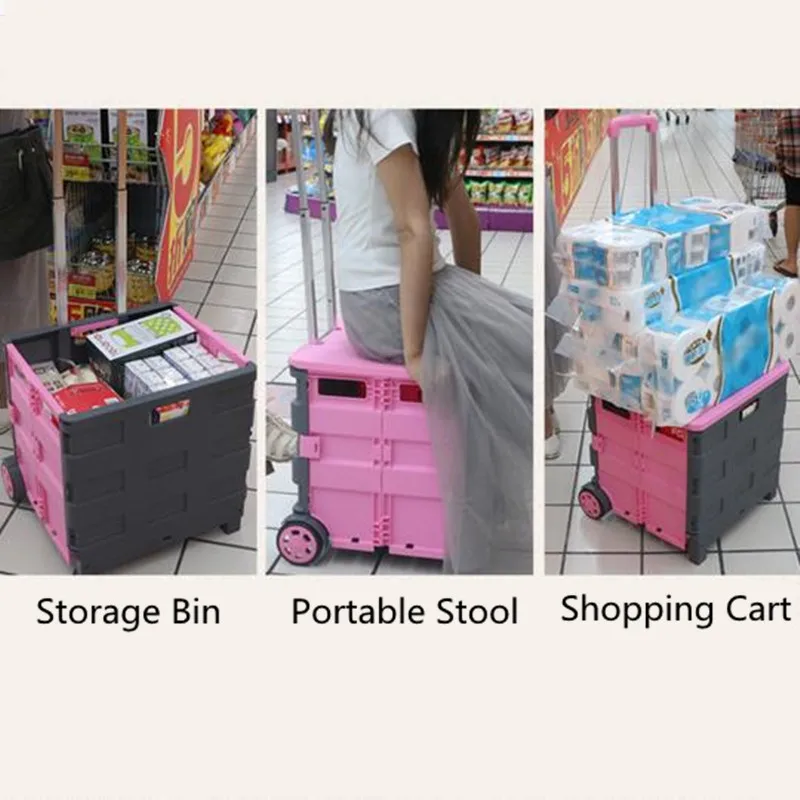 Plastic Folding Storage Bin, Supermarket Trolley Shopping Organizer ...