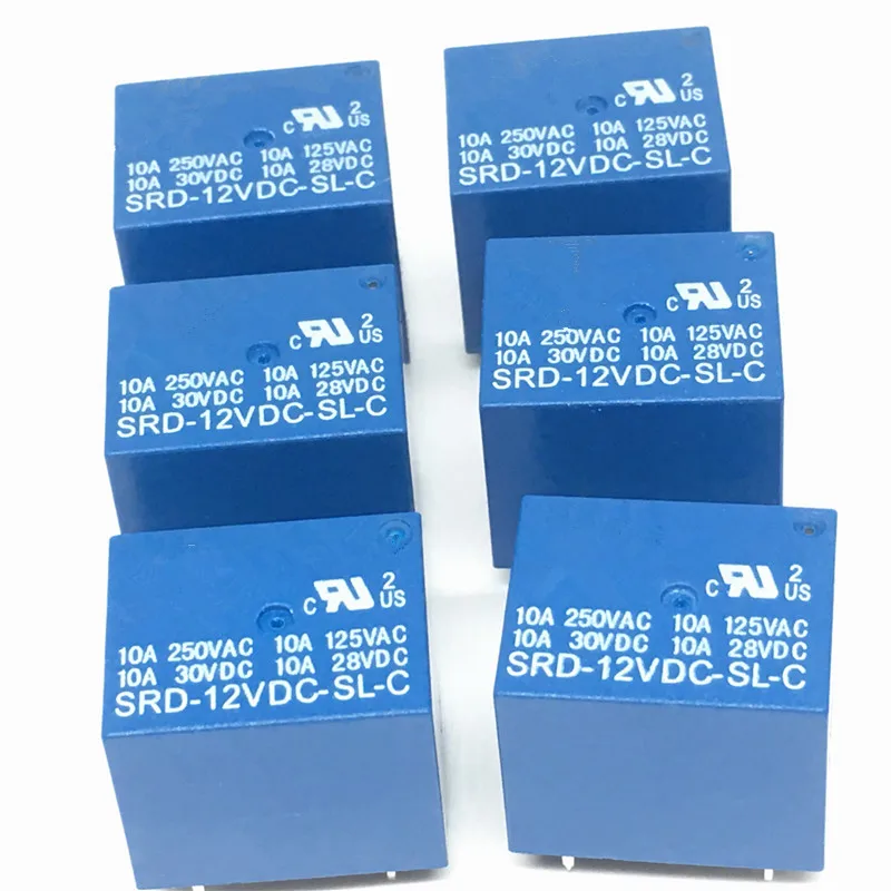 10Pcs 12V DC Power Relay SRD 12VDC SL C T73 12V 5Pin PCB Type In stock ...