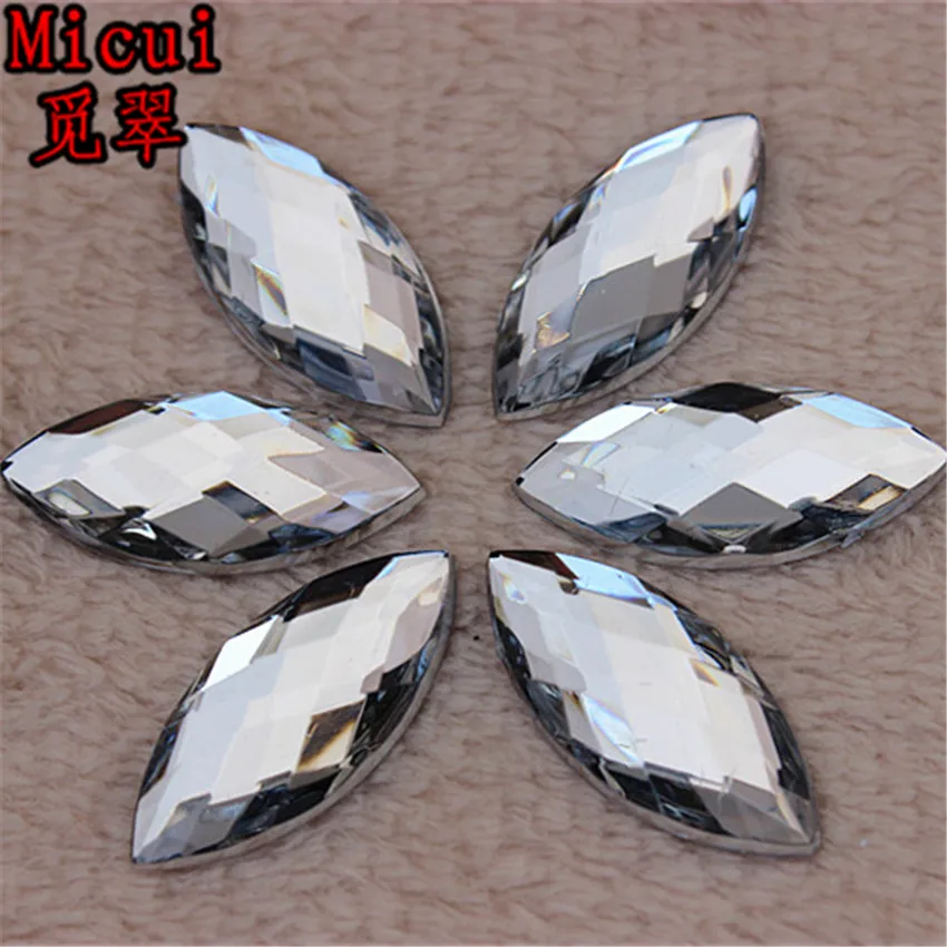 Micui 50PCS 14*31mm Crystal Rhinestones Applique Flatback Crystal ...