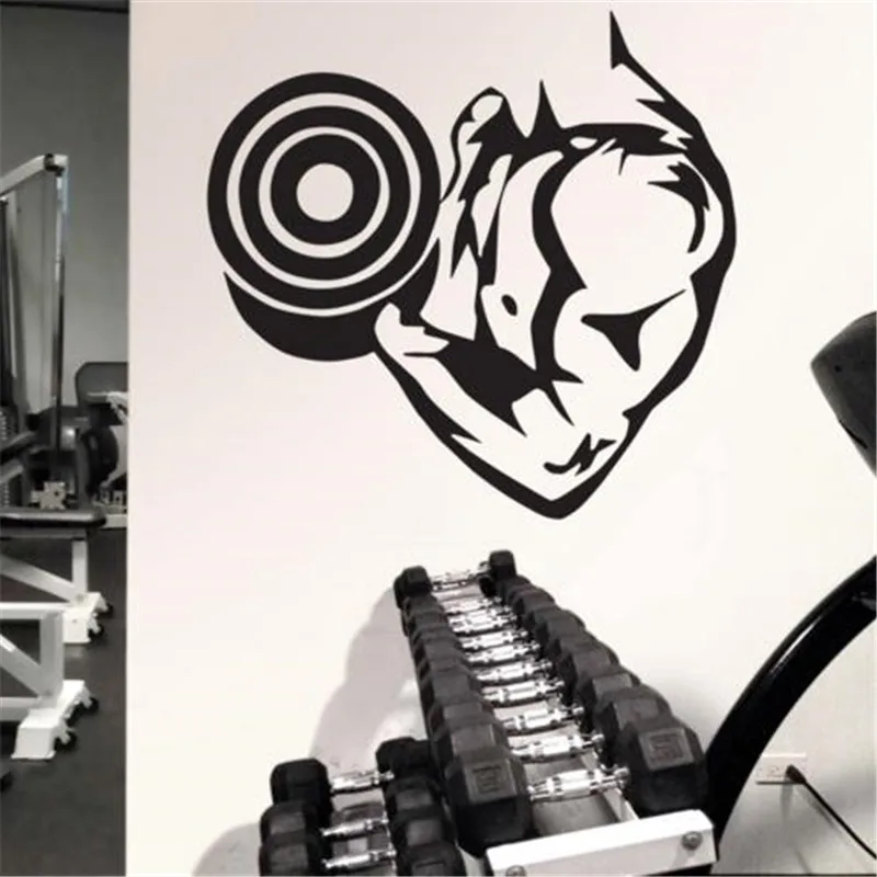 Gym Sticker Dumbbell Fitness Decal Body building Posters Vinyl Wall ...