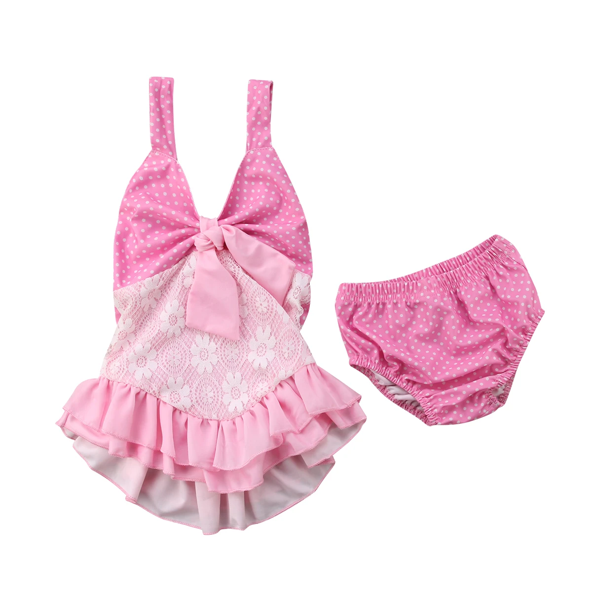 2Pcs Kids Baby Girls Lace Mermaid Swimsuit Swimwear Bathing Suit ...