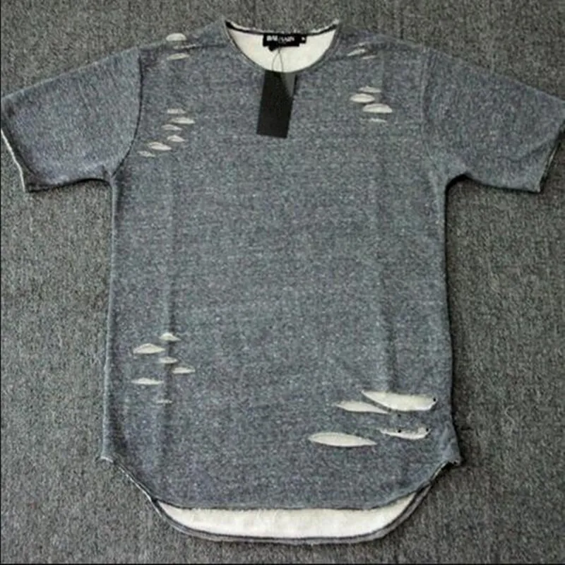 High quality New Fashion Hip Hop T Shirt Hi Street Mens Ripped Tee ...