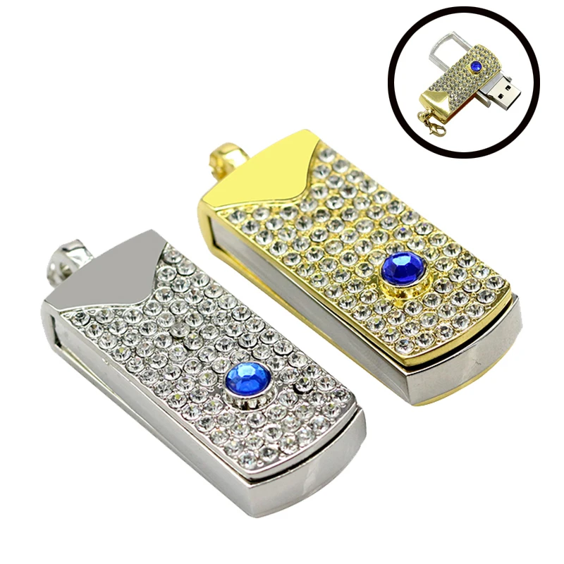 Big SALE Metal Crystal Full Diamond Rotary Key Chain USB 2.0 Flash ...