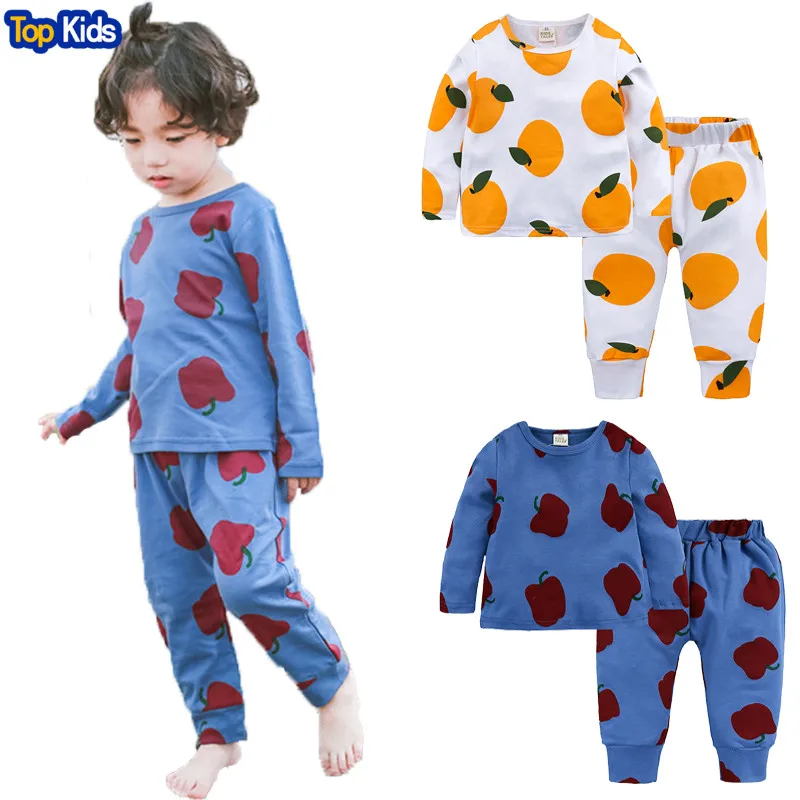 Kids Boy Autumn Pyjamas Children Fruit Pyjamas Cartoon Apples Orange ...