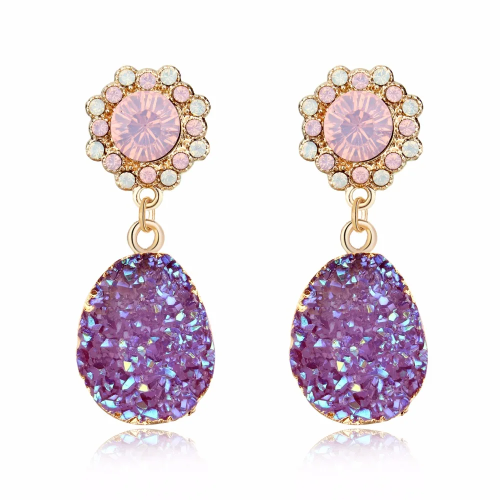 Dayoff Resin Crystal Flower Dangle Earings For Women Jewelry Handmade ...