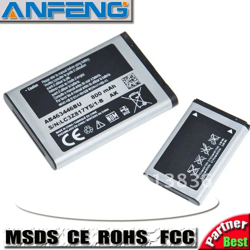 Genuine 800mAh AB463446BU battery for samsung E900 F250 i320 M2710 E215 ...