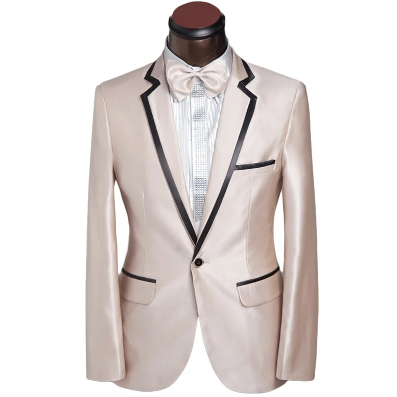 2015 New Arrival Men Suit Mens Slim Fit Champagne Color Prom Tuxedo