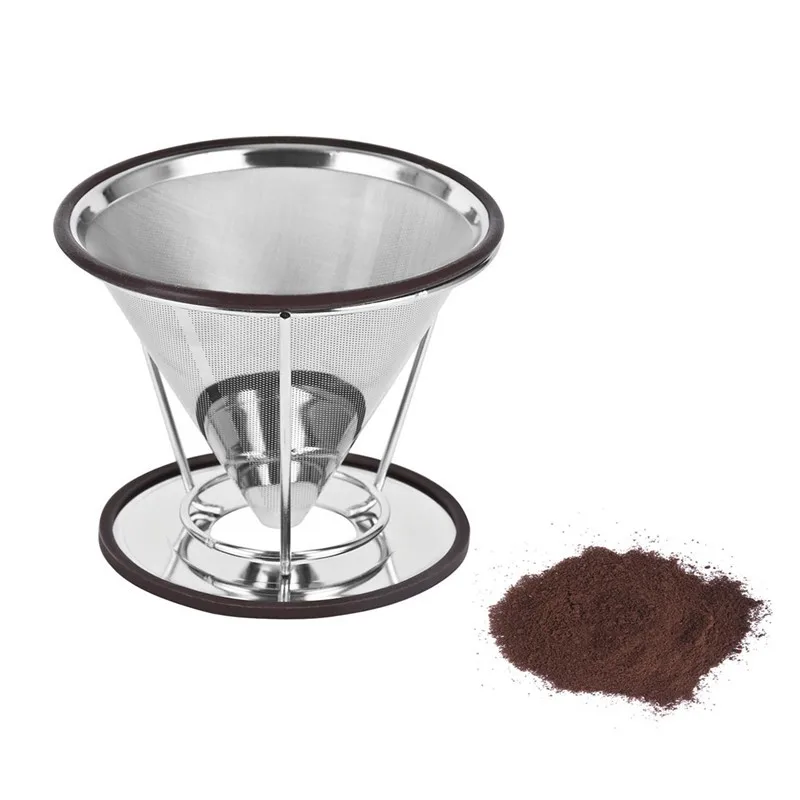 Stainless Steel Cone Coffee Filter Reusable Funnel Shape Coffee Dripper ...