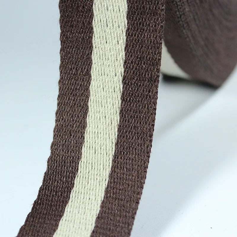 5 yards from the batch 38mm 1.4 "wide webbing brown beige brown striped ...
