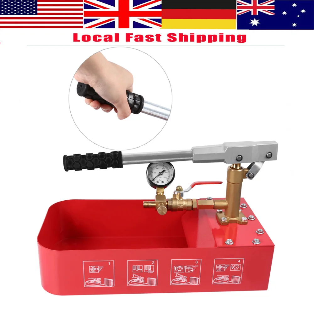 Bomba de prueba de presión hidrostática, herramienta manual hidráulica BSP de 1/2 "con manguera ...