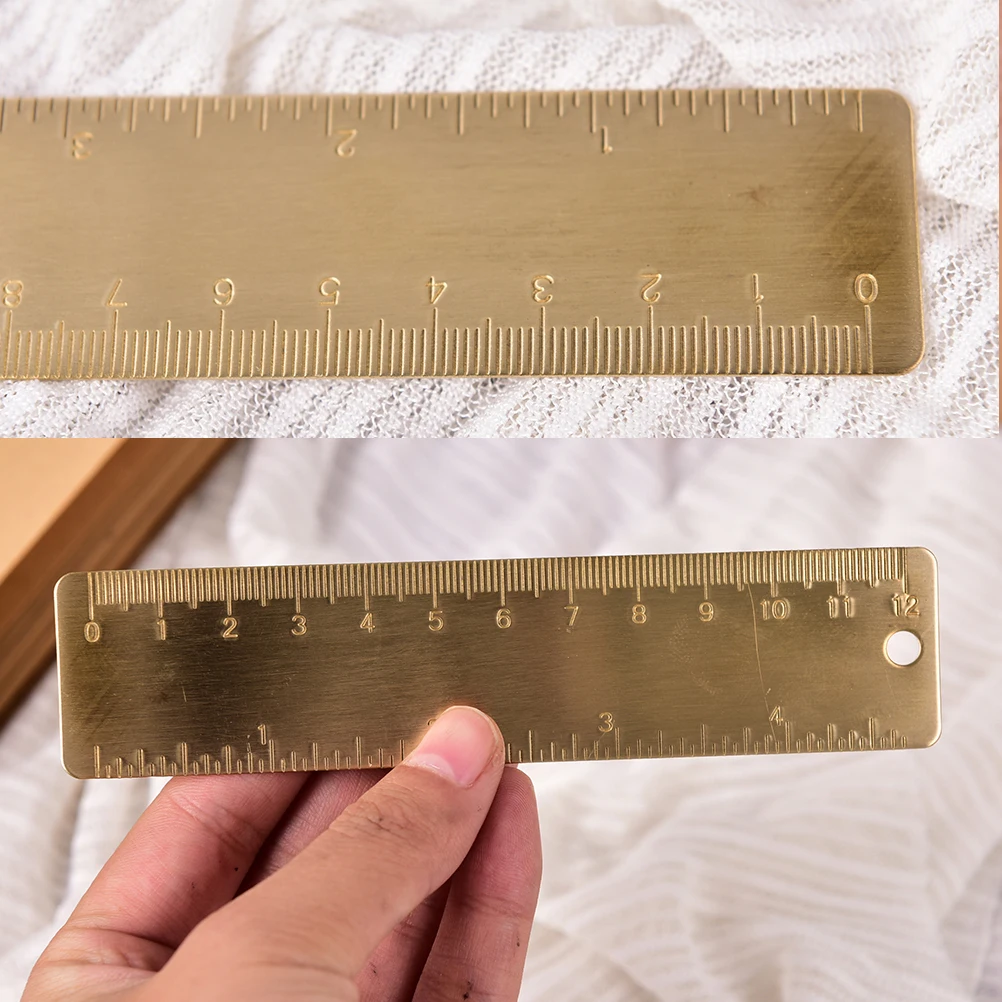 13cm Mini Outdoor Brass Ruler Bookmark Double Scale Cm Inch Digital Traveler Notebook For Jewelery Ools AliExpress