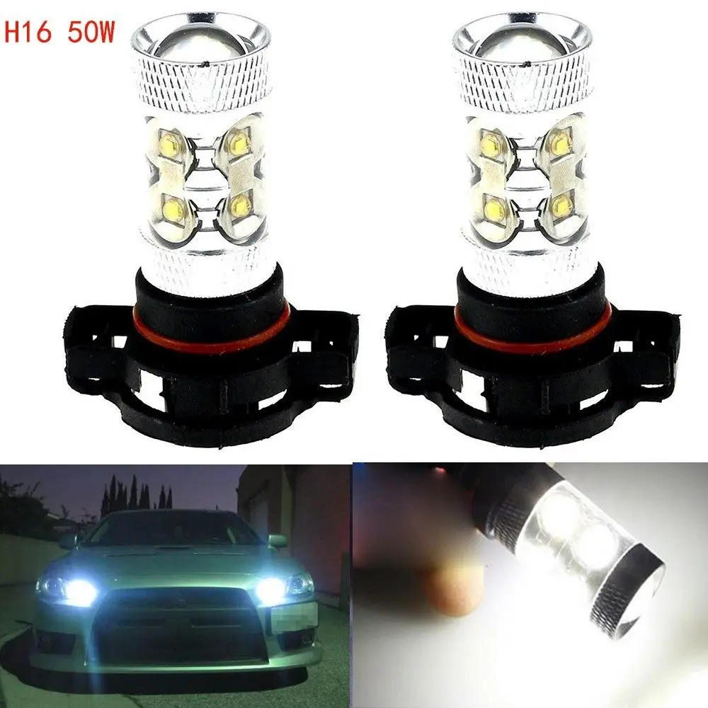 배 H16 5201 50 와트 제논 화이트 LED SMD 운전 XB D 안개등 전구 램프 헤드 라이트 낮 실행 백업 주차 빛 ...