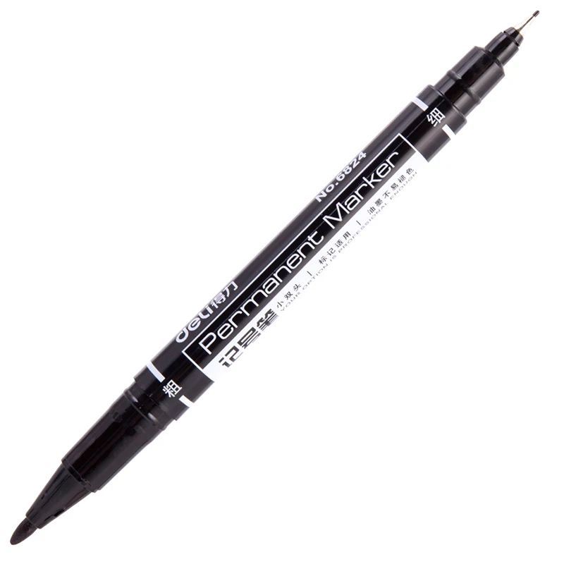 1pcs 6824 mark pen black double head thick oil student drawing line pen ...