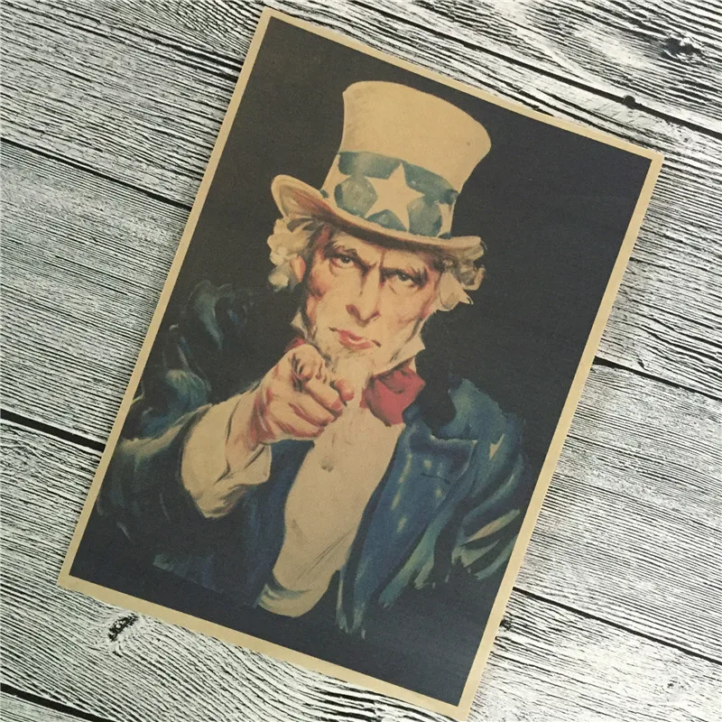 복고풍 크래프트 종이 포스터 대한 유명한 사람들이 엉클 샘 홈 장식 포스터 종이 이식 빈티지 포스터 벽 스티커uncle