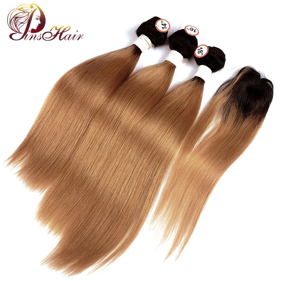 Pacotes Com Fecho Ombre Loiro Escuro 1B 30 3 Pacote Cabelo Peruano ...