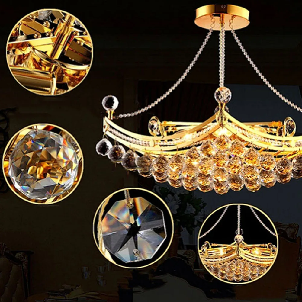 Crystal lamp rectangular living room lights modern led crystal ceiling ...