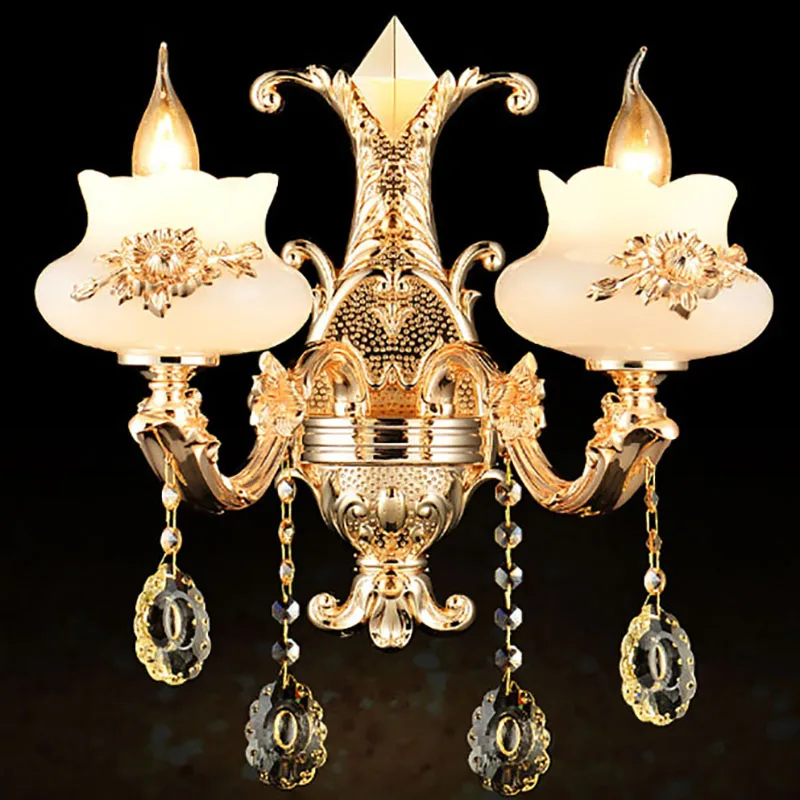 2 heads LED wall lights jade crystal elegant European illumination loft ...