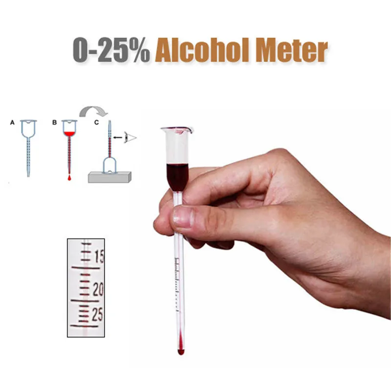 0 to 25 Degree Glass Wine Alcohol Meter Vinometer Concentration ...