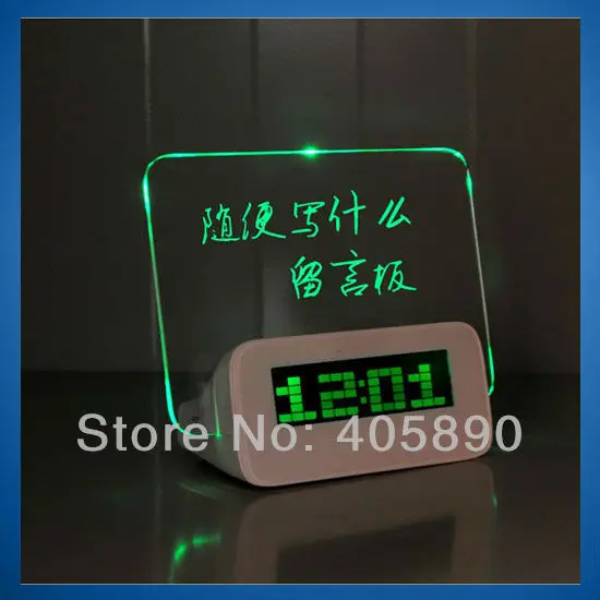 3pcs/lot Romantic Fluorescence USB Message Board Clock Luminous Alarm ...