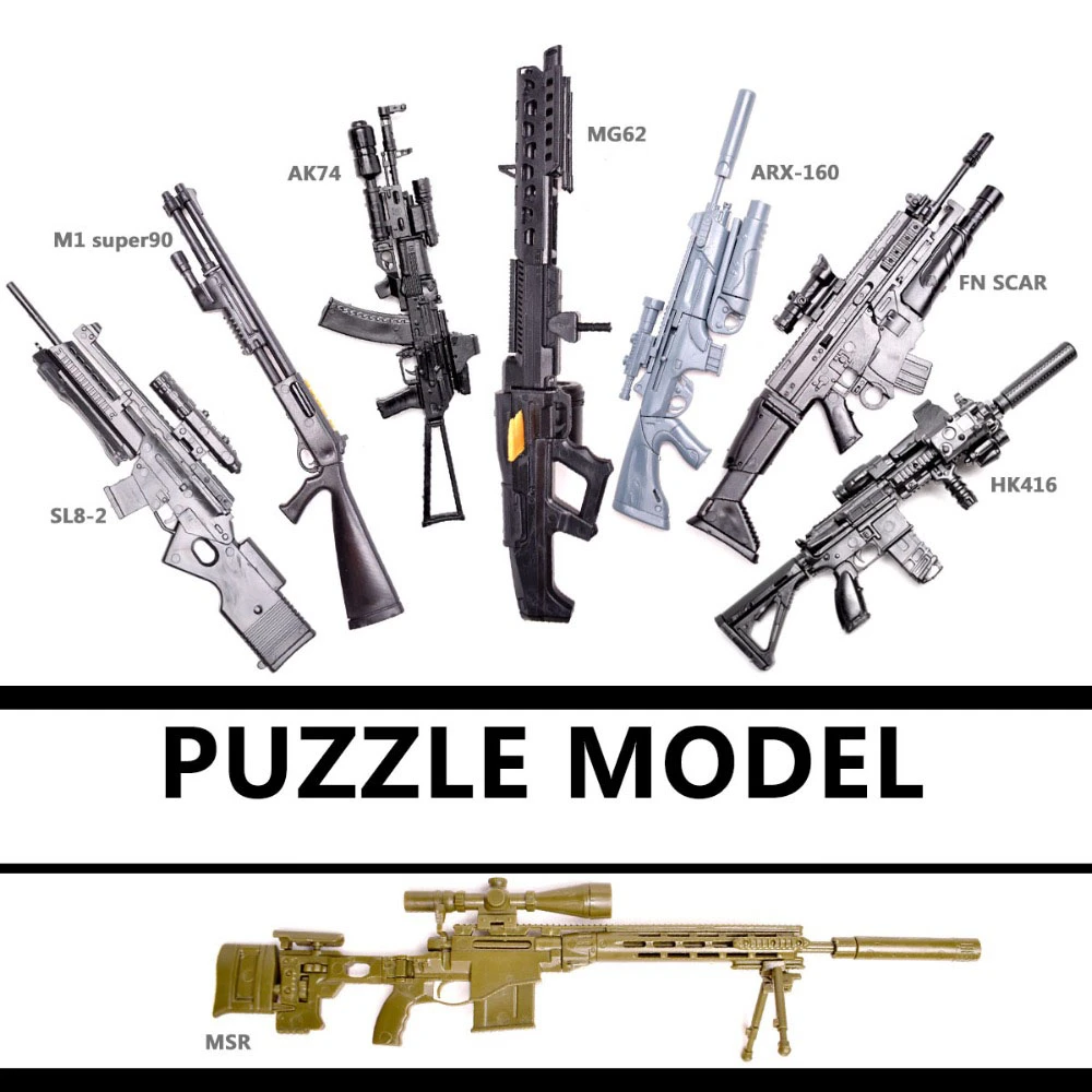 1/6 Scale 4d Hk416 Ak74 Mg62 Msr Sniper Rifle Assembly Gun Model Puzzle ...