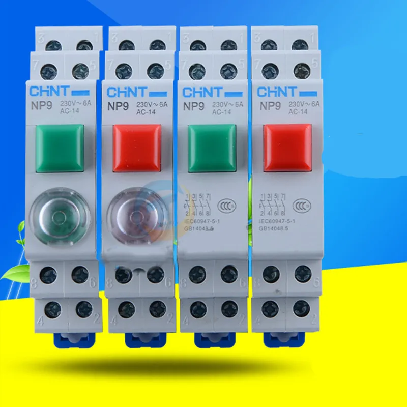 5PCS-CHINT-CHNT-NP9-22-2-ush-button-switch-DIN-rail-reset-light ...