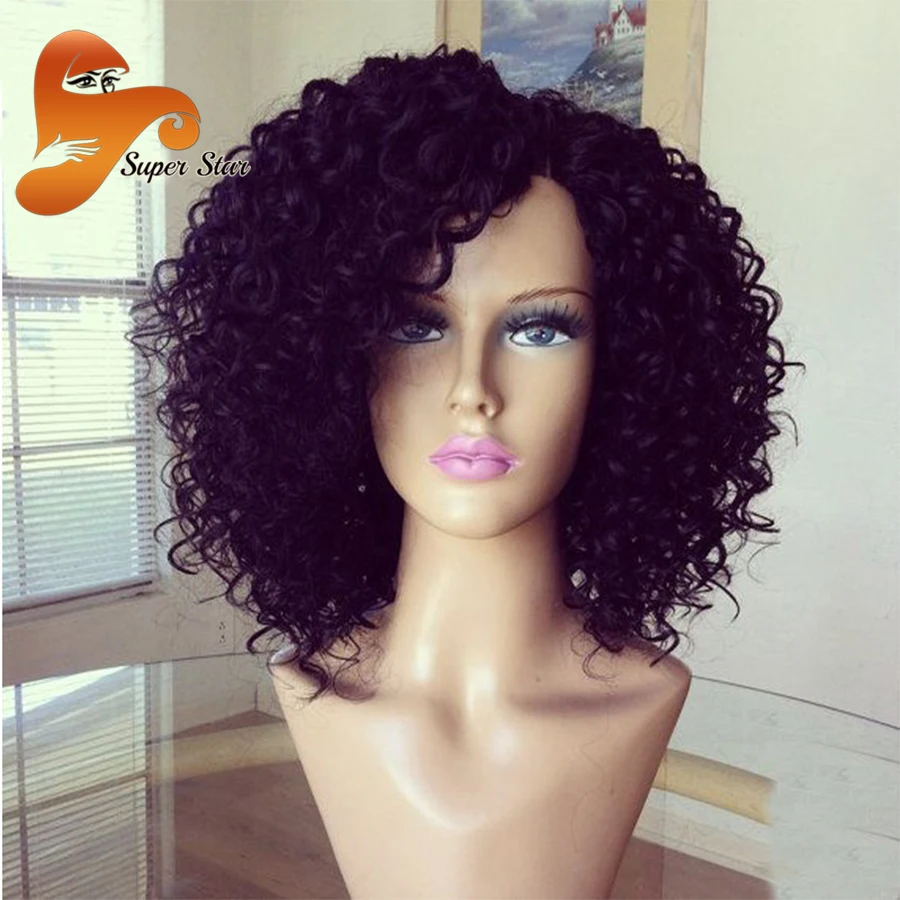 Virgin Brazilian Full Lace Human Hair Curly Wigs For Black Women 8a
