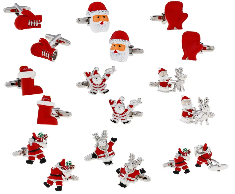 Men's Cuff Links Santa Claus Christmas Red Cufflinks L1679|Tie Clips ...