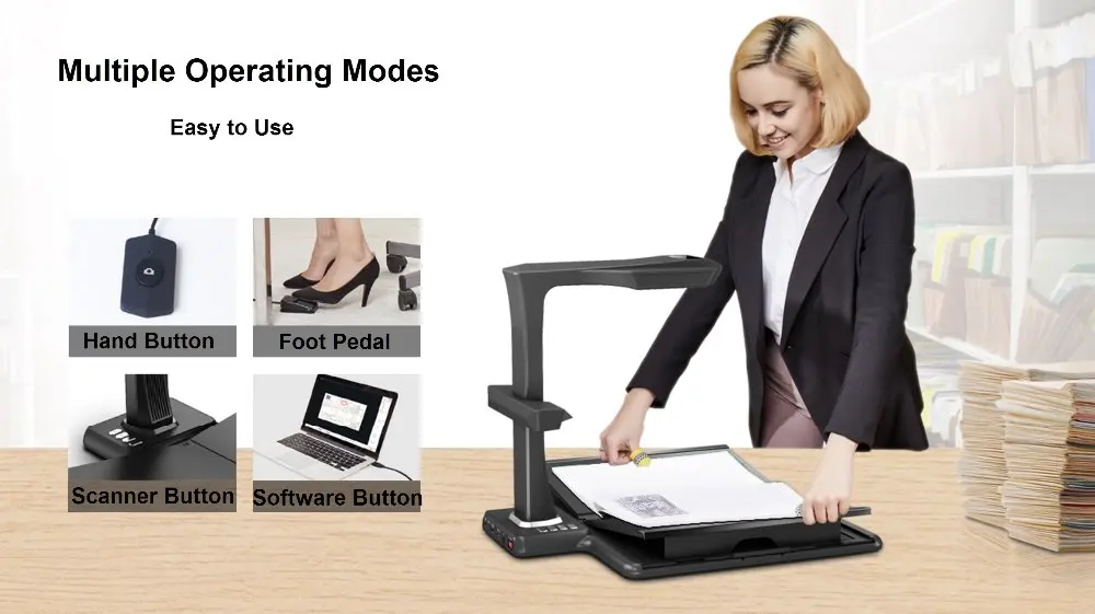 Professional High Speed Overhead Full A3/a4 V-shape Cradle Book Scanner ...