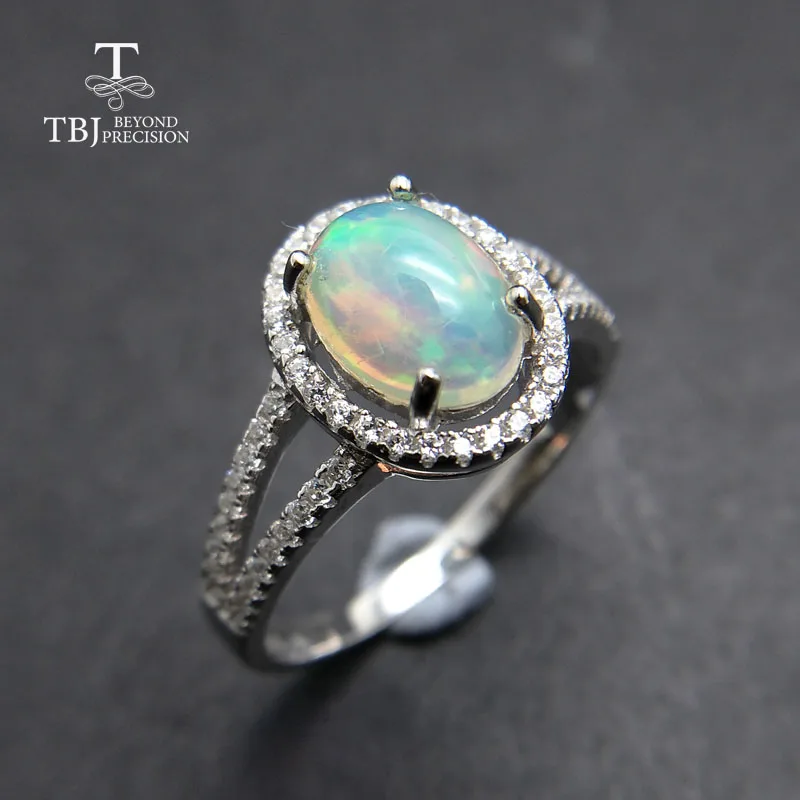 TBJ,Classic natural colorful ethiopian opal gemstone Ring in 925 ...