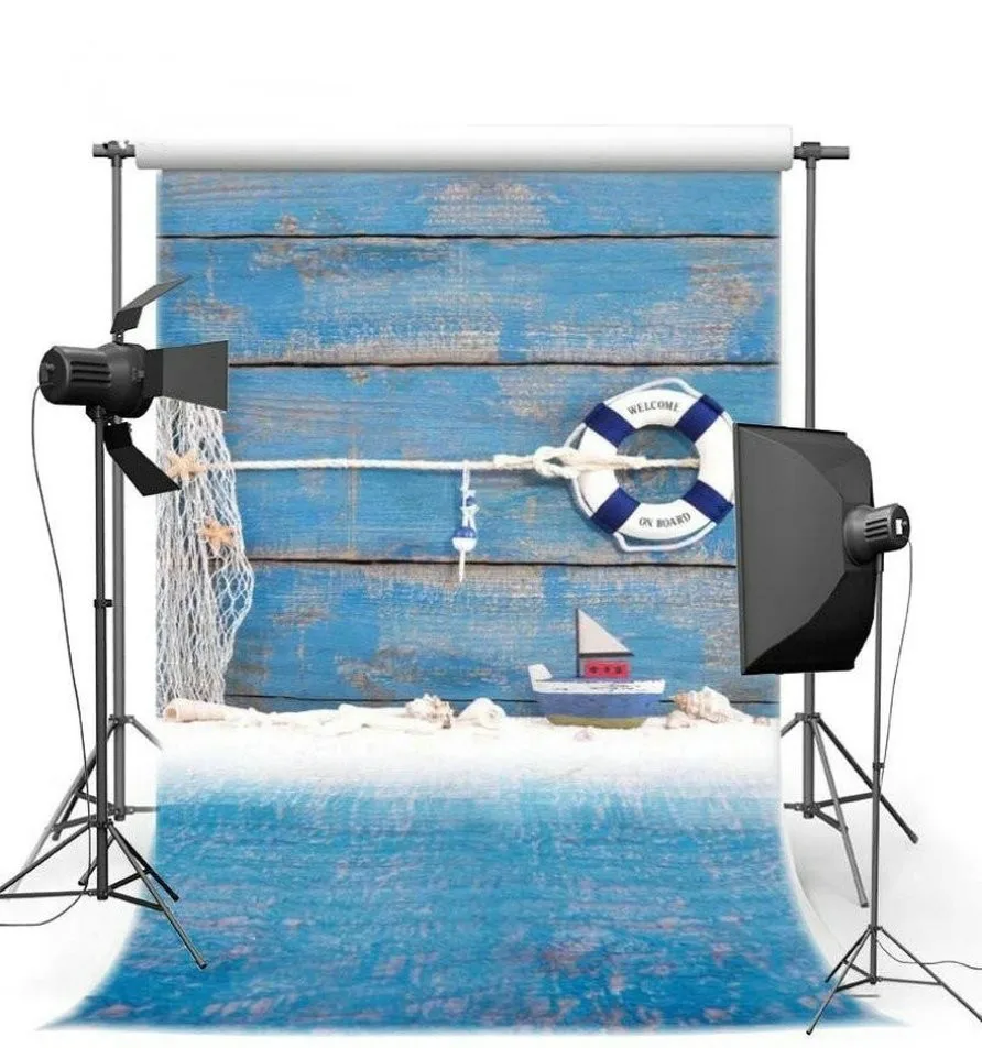 Nautical Sailboat Blue Old Vintage Wood backdrop Vinyl cloth High ...