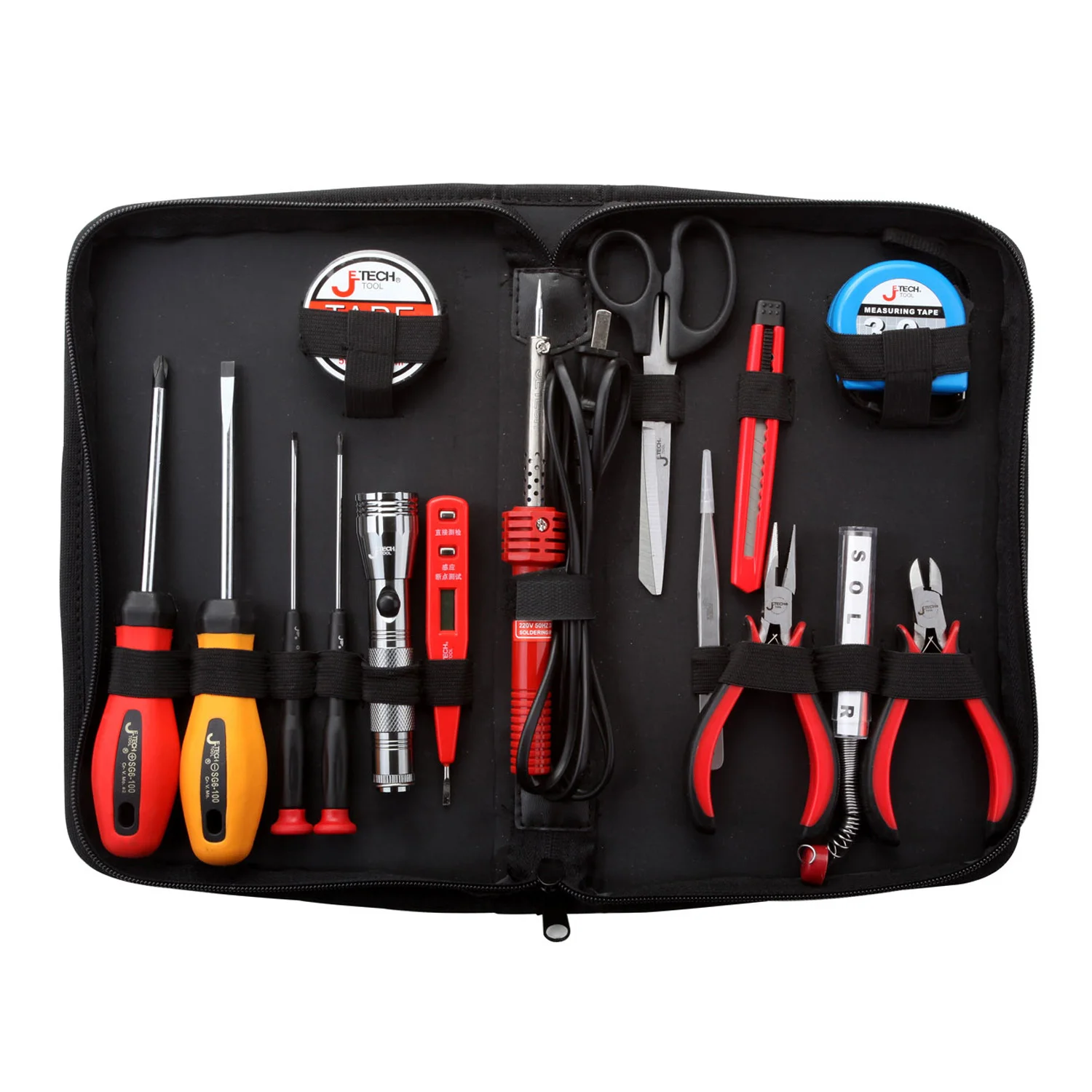 15 pieces repair kit tool set tools, screwdriver plier flashlight ...