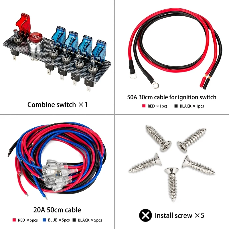 Automotive Red+Blue Jtron Dc 12v Racing Cars RV Ignition Switch Metal ...