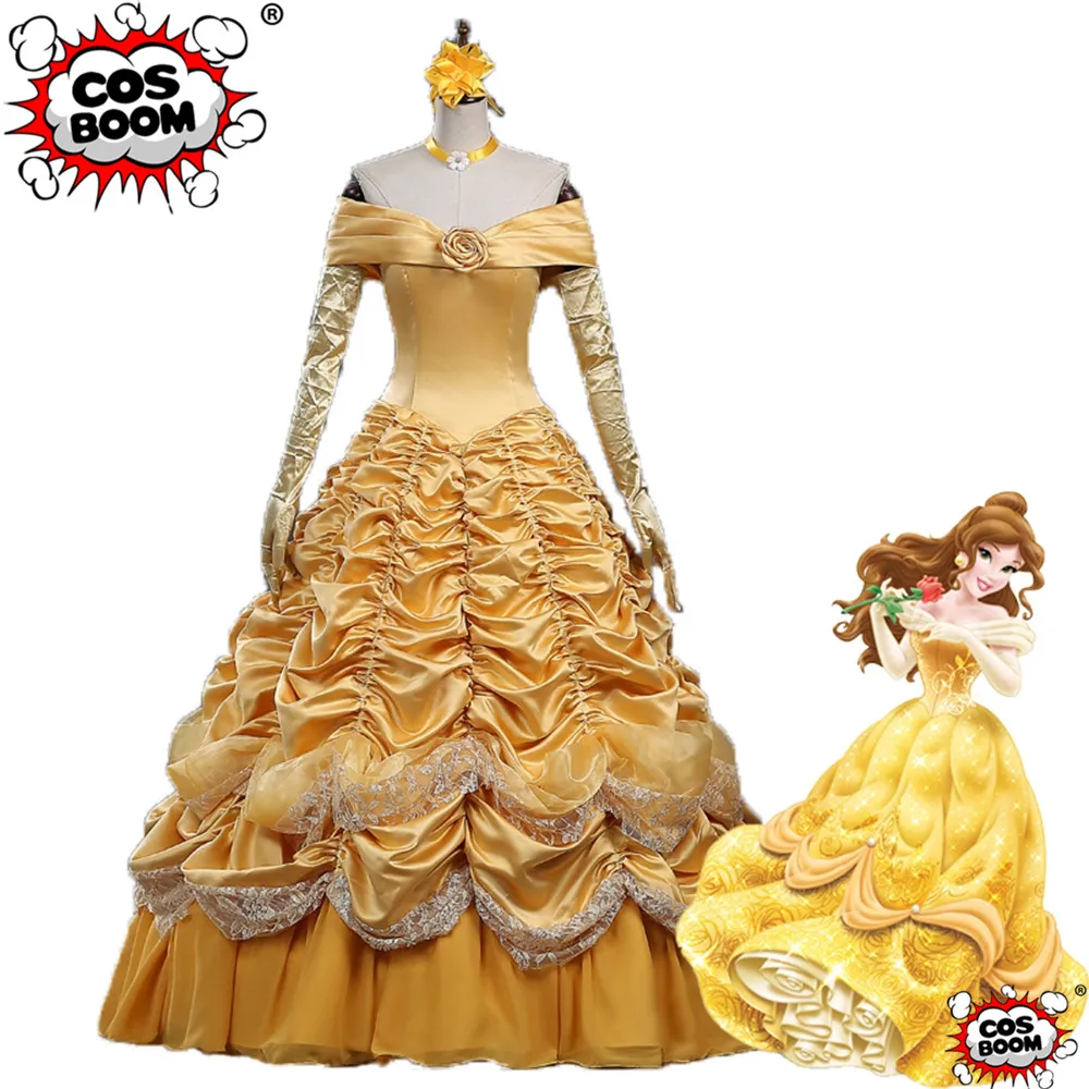 COSBOOM Bell Costume Adult Women Belle Princess Dress Halloween ...