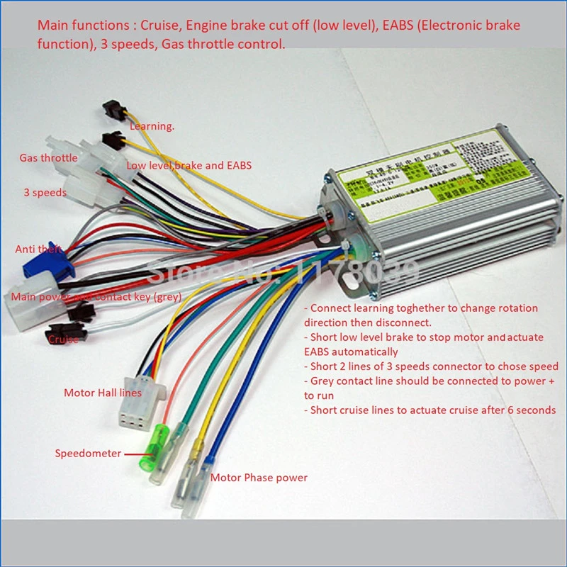 6 Tube 36V 350W Dual mode Brushless electric vehicle controller ...