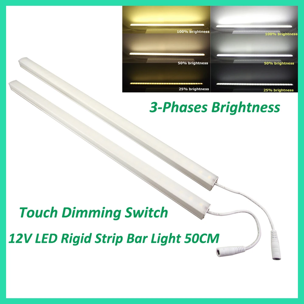 50CM Under Cabinet LED Bar with Touch Dimming Switch LED Rigid Light ...