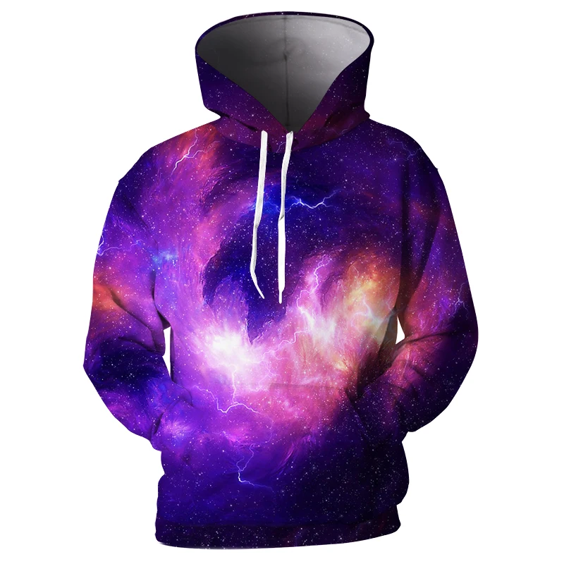Cloudstyle Galaxy 3D Hoodies Men Clothes 2018 Purple Nebula 3D Print ...