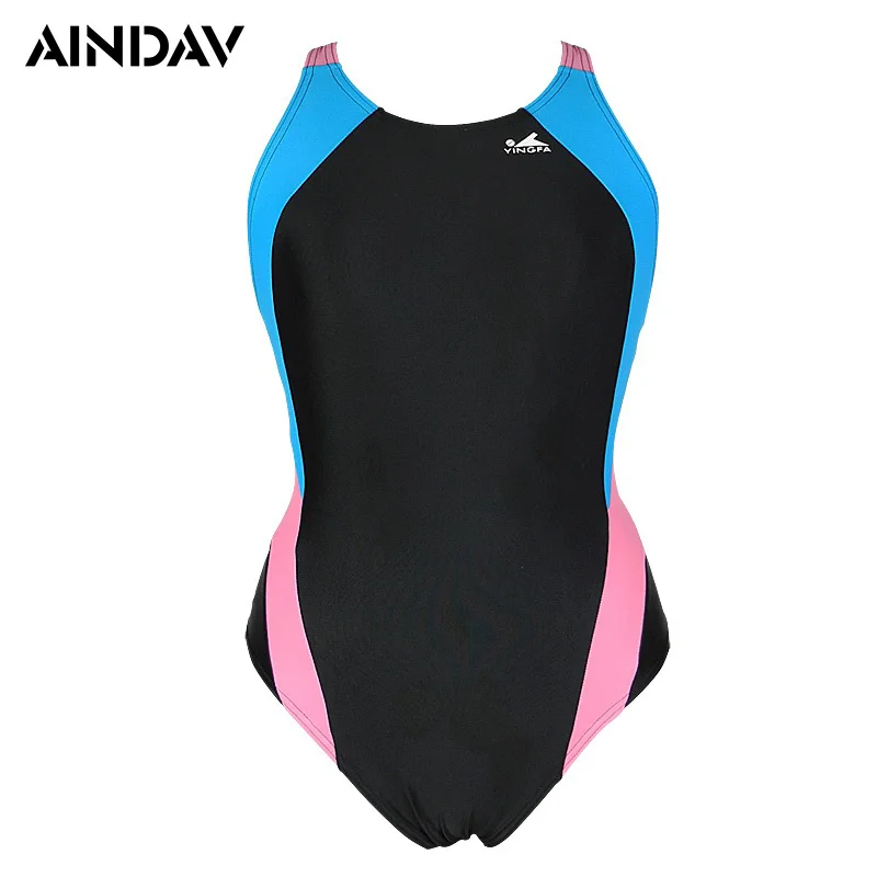 2019 Womens Professional Racing One Piece Swimsuit Patchwork Swimwear