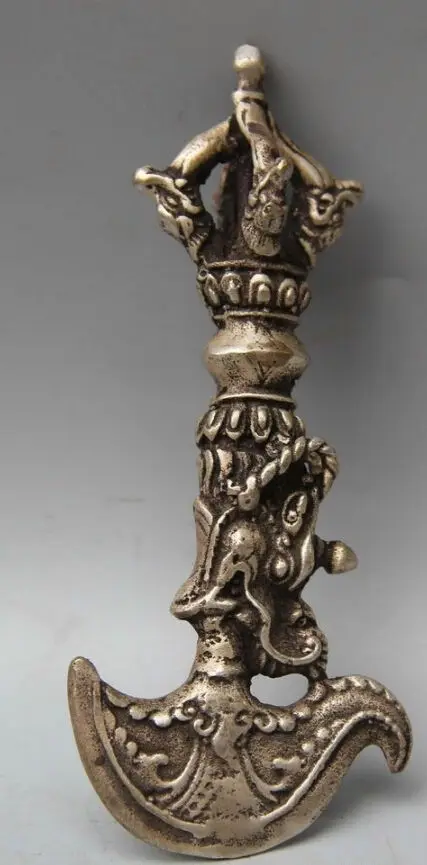 Tibet Tibetan Buddhism religion Silver Dragon head weapon Phurba Dagger ...