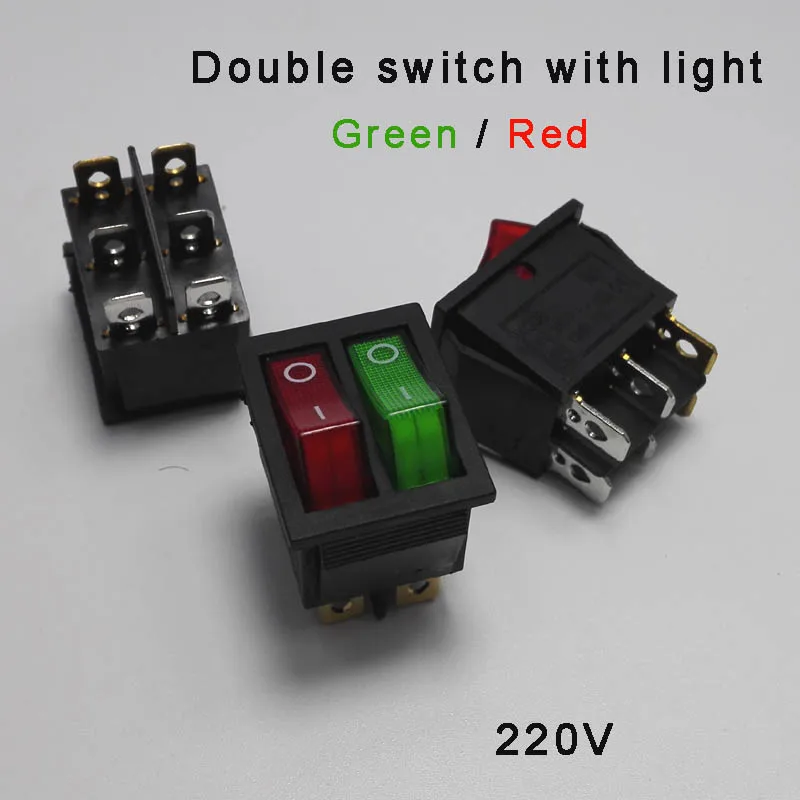 Double switches with light green and red rocker switches different ...