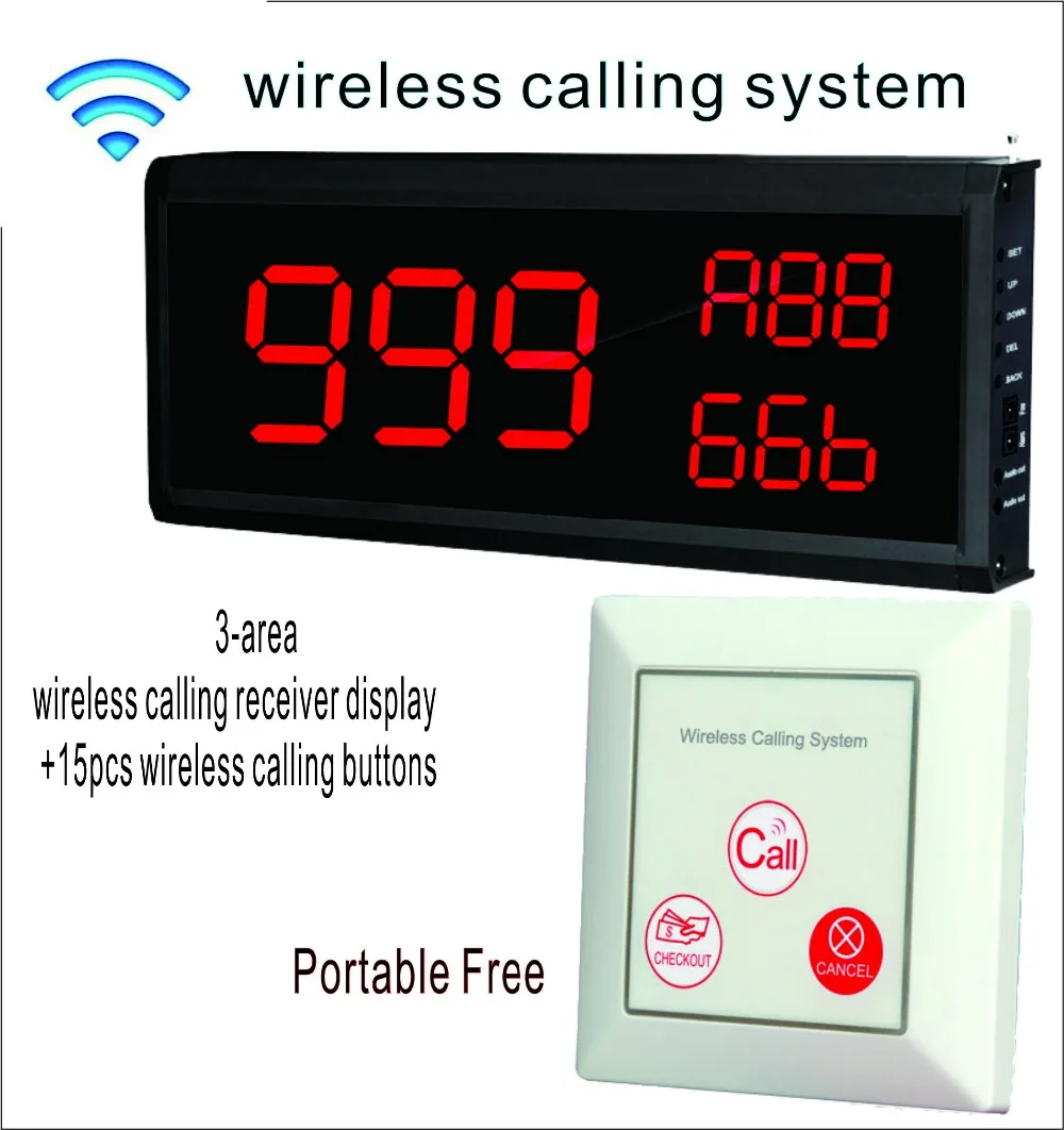 15 Portable Free Caller +3 Number Display Wireless Calling System Pager ...